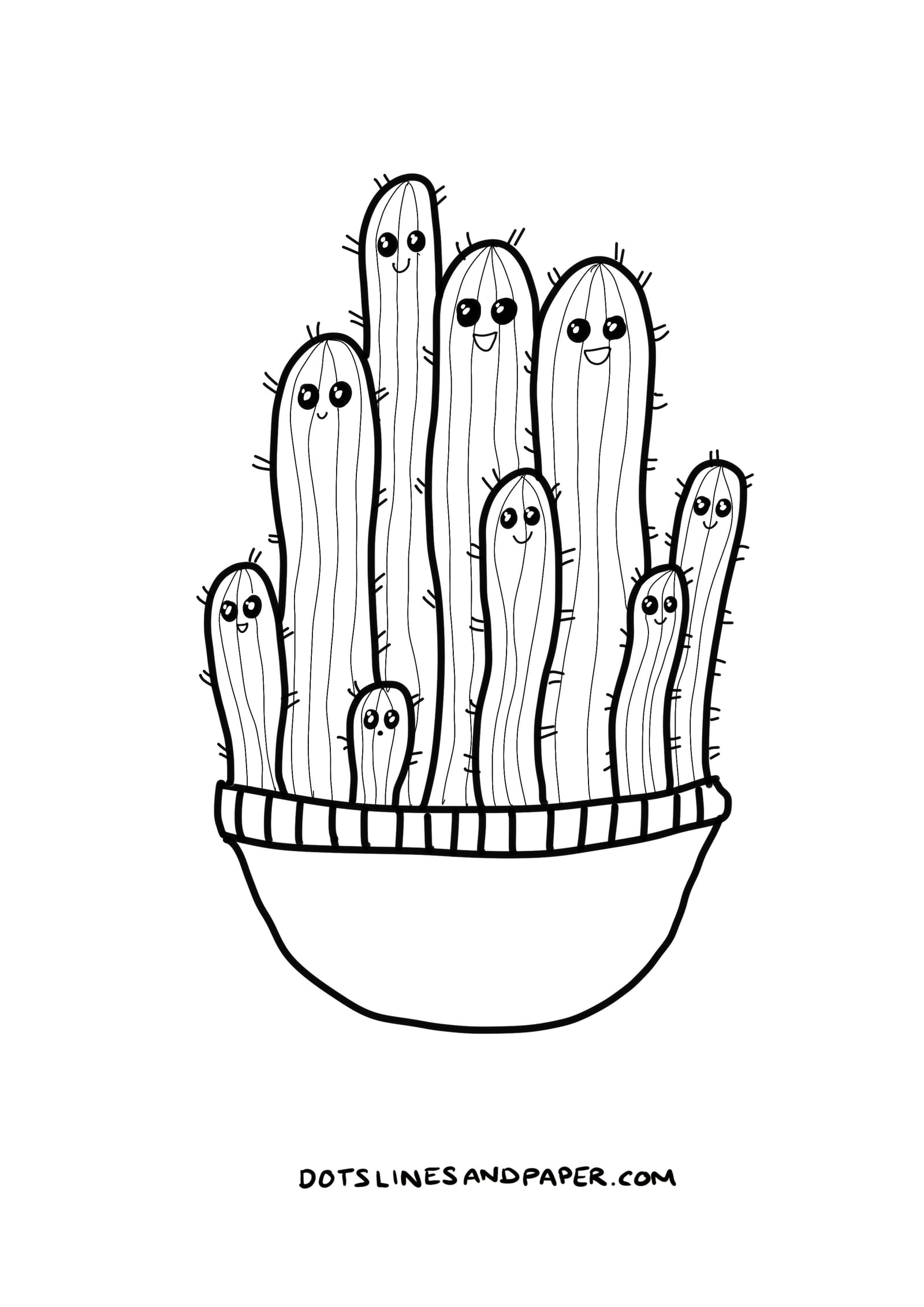 11 Easy & Cute Cactus Drawing Ideas (and they're great for colouring too)