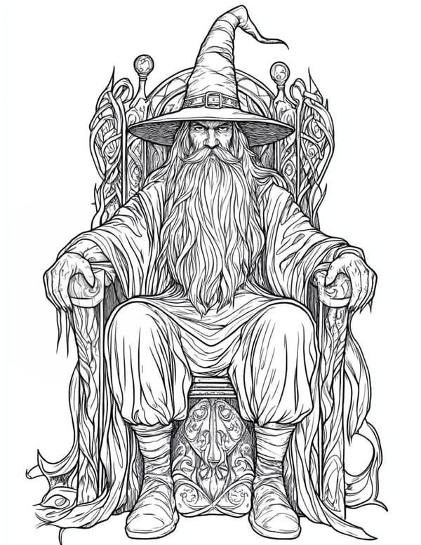 12 Wizard Colouring Pages for Adults 🧙🏻‍♂️